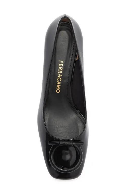FERRAGAMO Mara Gancio Block Heel Pumps - Nero