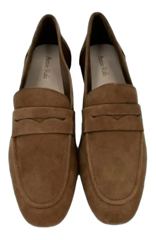 AMIE RAFA Leather Tennis Loafers - Taupe Suede