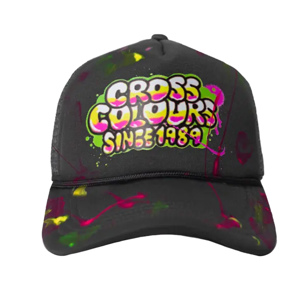 CROSS COLOURS Since 1989 Airbrushed Trucker Hat - Vintage Black