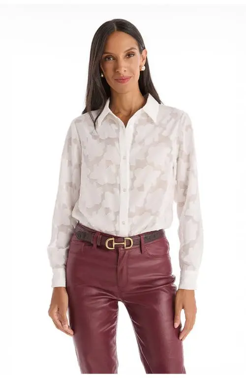 THE NOLI SHOP Stelle Floral Lace Button-up Top - White
