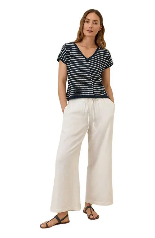 PACT Beachside Linen V-neck Top - Capri Stripe