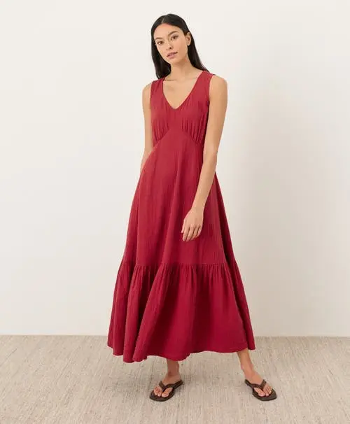 PACT Organic Cotton Double Gauze Dress - Poppy Red