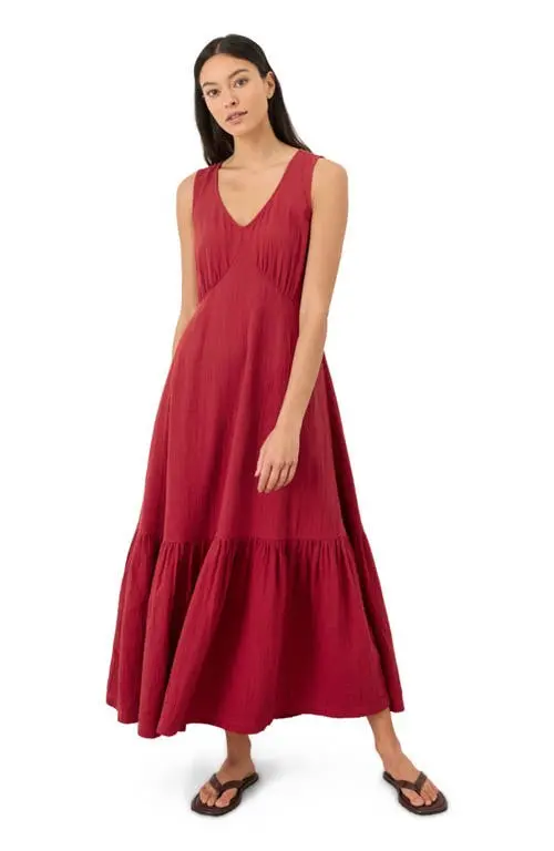PACT Organic Cotton Double Gauze Dress - Poppy Red