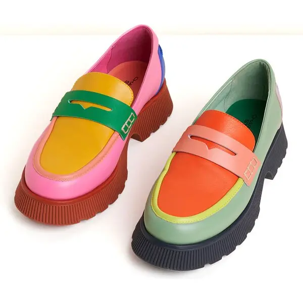 Charlotte Stone Adam Mismatched Lug Sole Penny Loafer - Solimar
