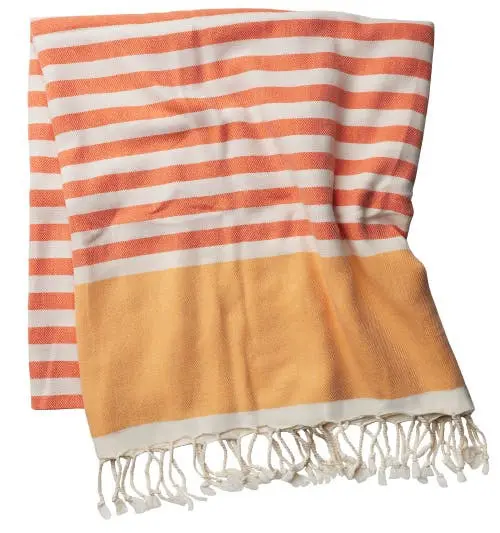 FEELGOODZ Artisan Crafted Cotton Turkish Towel Beach Bath - Tangerine