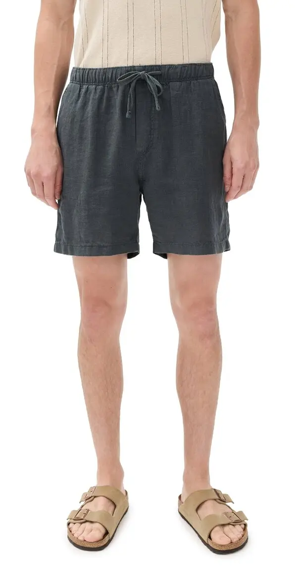 Faherty Brand Essential Linen Shorts - Washed Black