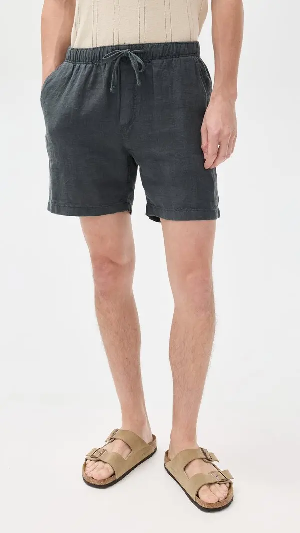 Faherty Brand Essential Linen Shorts - Washed Black