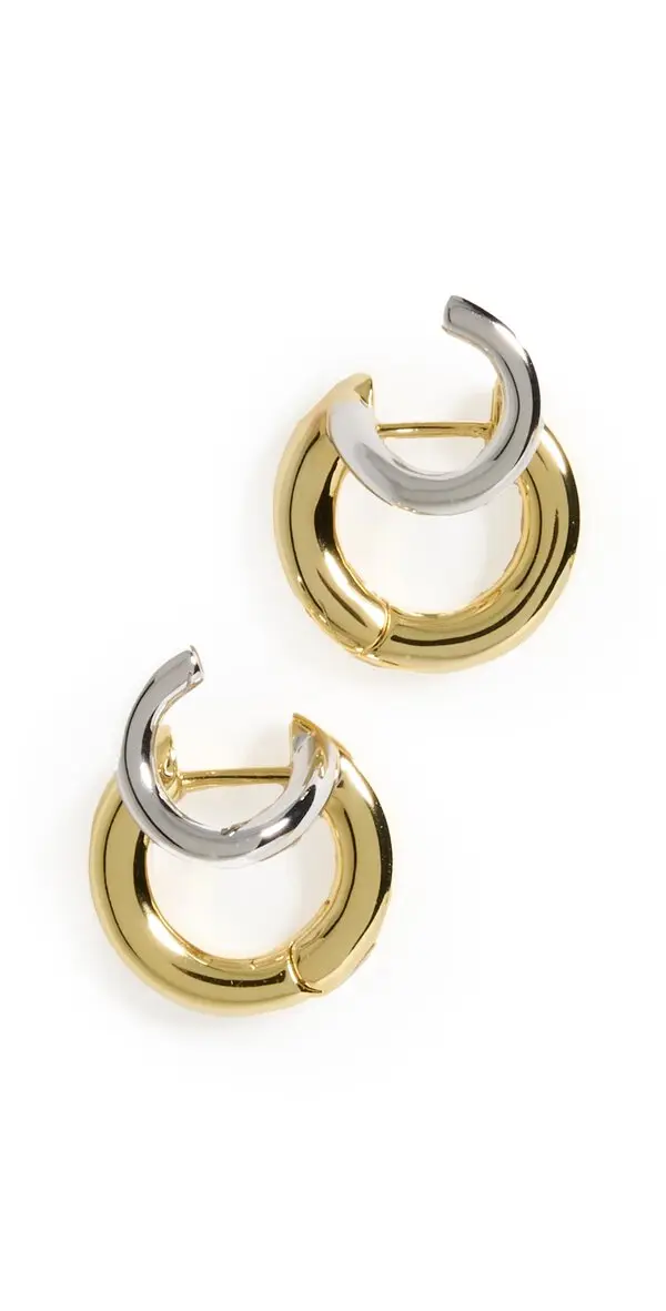 Shashi Super Katerina Two Tone Hoop Earrings - Gold/silver
