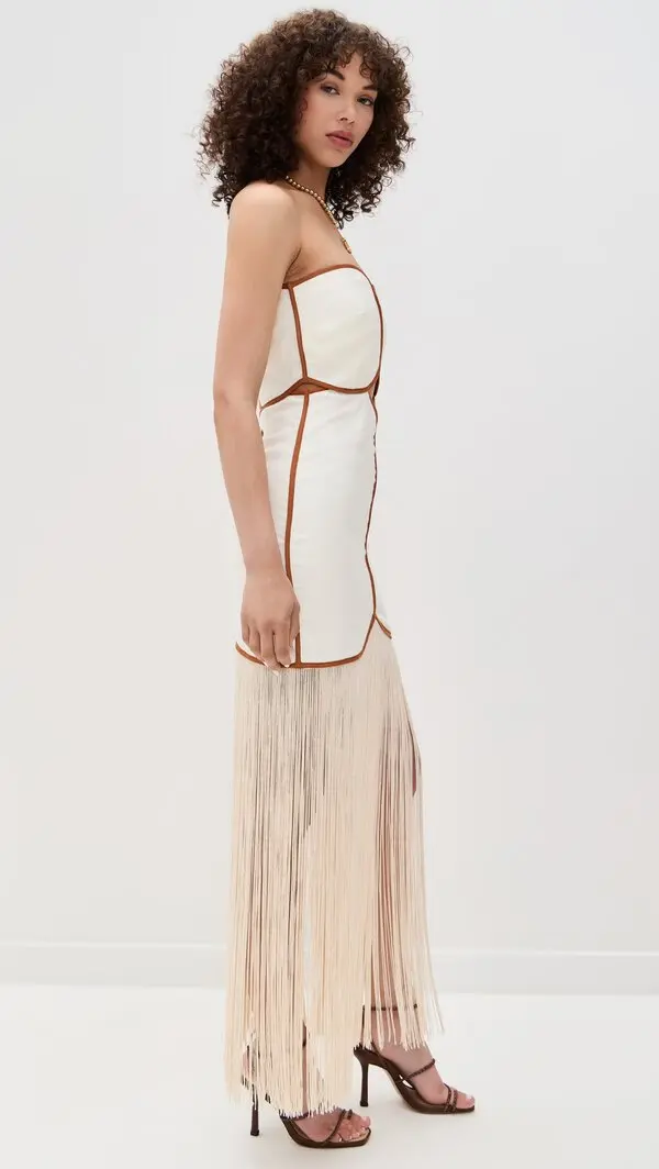 Joaquina Strapless Fringe Trim Dress
