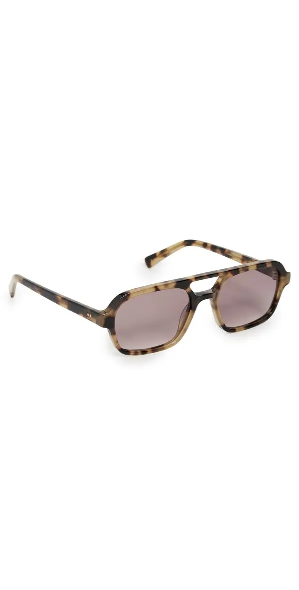 LUV LOU Acetate Aviator Sunglasses - Mocha Tort