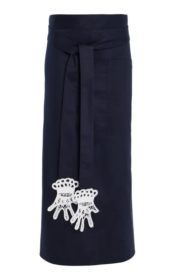 GOHAR WORLD Hands Lace-embroidered Apron - Navy