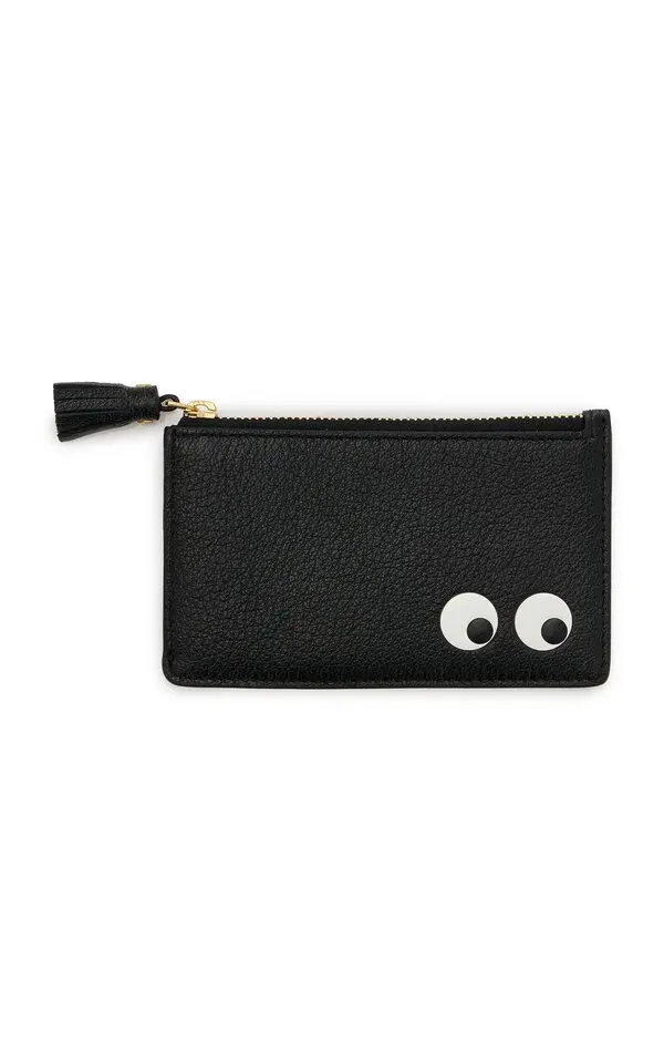 ANYA HINDMARCH Eyes Zipped Leather Card Case - Black