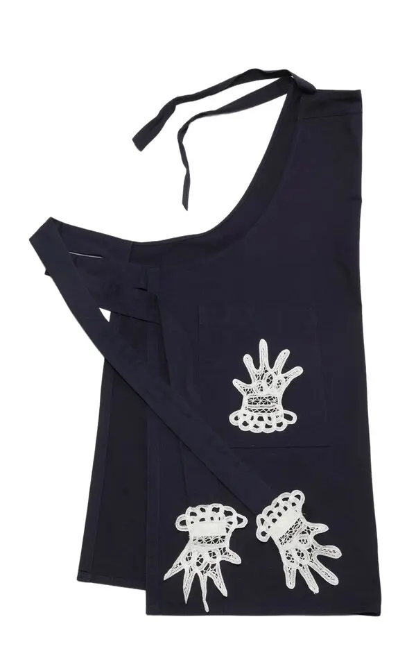 GOHAR WORLD Full Hands Lace-embroidered Apron - Navy