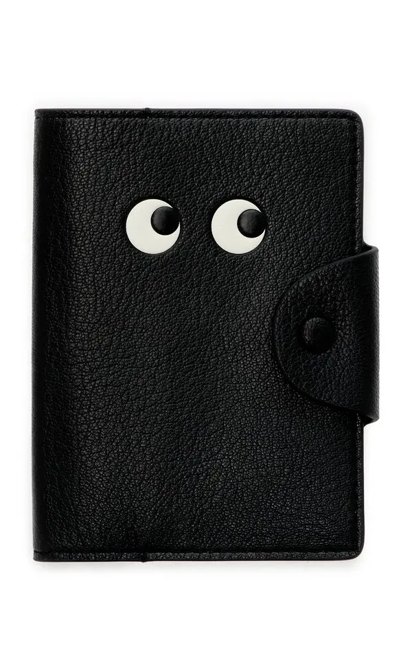 ANYA HINDMARCH Eyes Leather Passport Case - Black