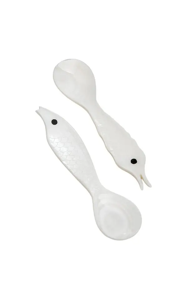 GOHAR WORLD Set-of-two Sea Creatures Mother-of-pearl Spoons - White
