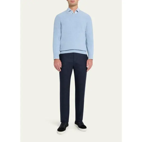Brunello Cucinelli Cashmere English Rib Crewneck Sweater - Blue
