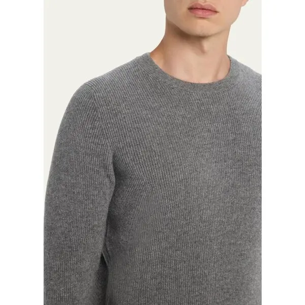 Brunello Cucinelli Cashmere English Rib Crewneck Sweater - Blue