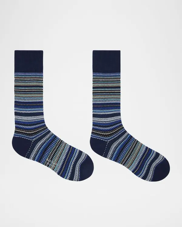Paul Smith Piqué Signature Stripe Crew Socks - Navy