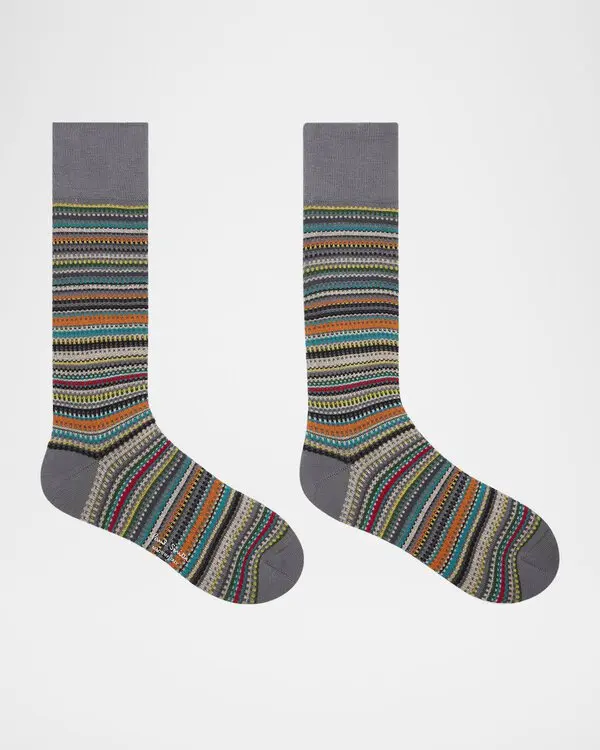 Paul Smith Piqué Signature Stripe Crew Socks - Slate