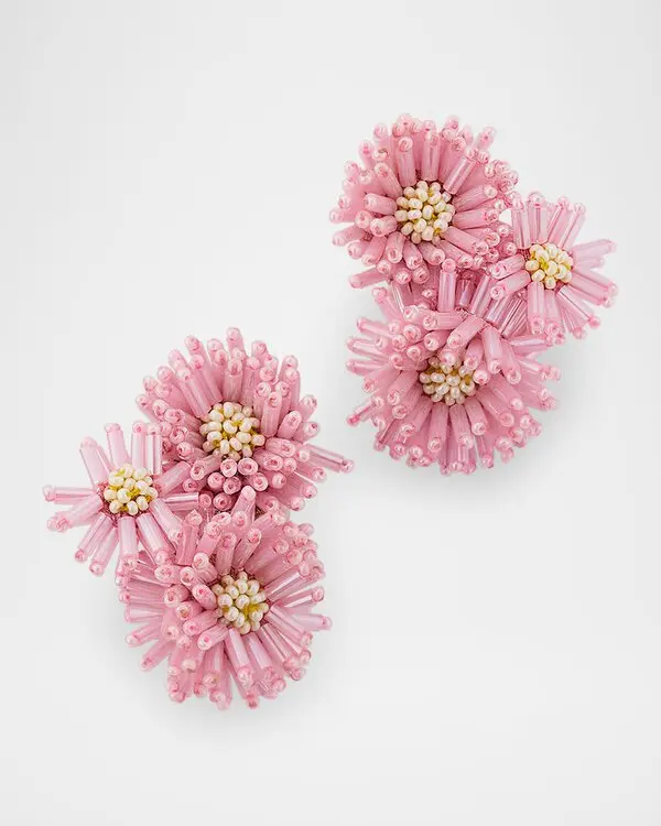 Oscar De La Renta Flower Pom-pom Clip-on Stud Earrings - Lily