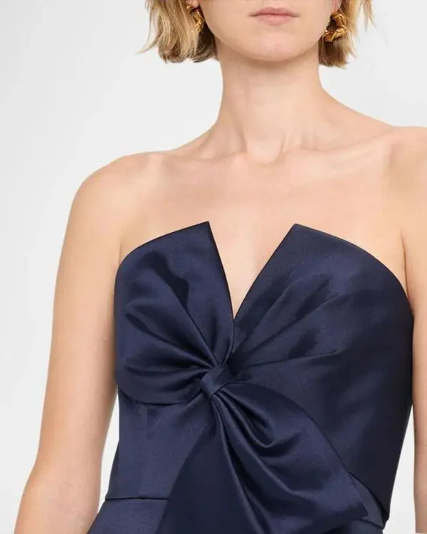 Aidan Mattox Strapless Bow-front Mikado Midi Dress