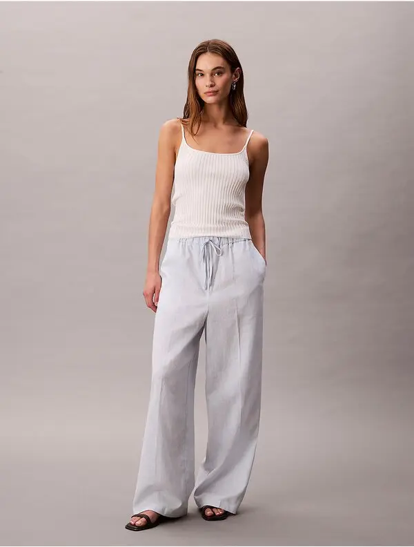 Calvin Klein Linen-cotton Wide Leg Pants