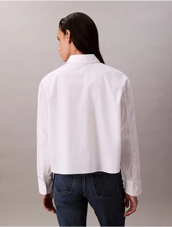 Calvin Klein Boxy Cropped Button-down Shirt - Brilliant White