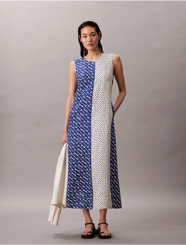 Calvin Klein Printed Viscose Twill Midi Dress