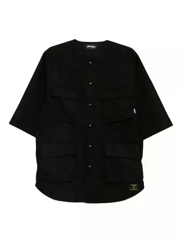 PEACE AND AFTER Short-sleeves Cotton Shirt - Black