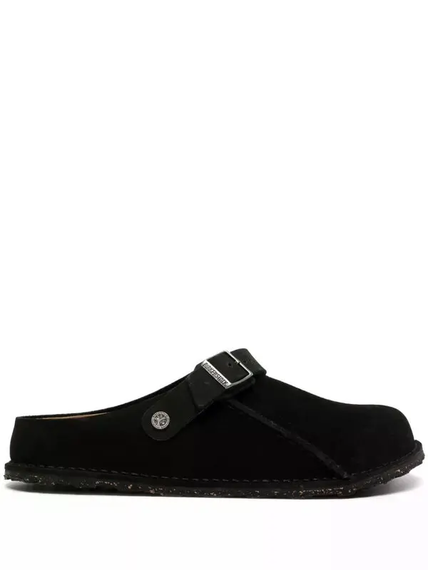 BIRKENSTOCK Lutry Premium Suede Slippers - Black
