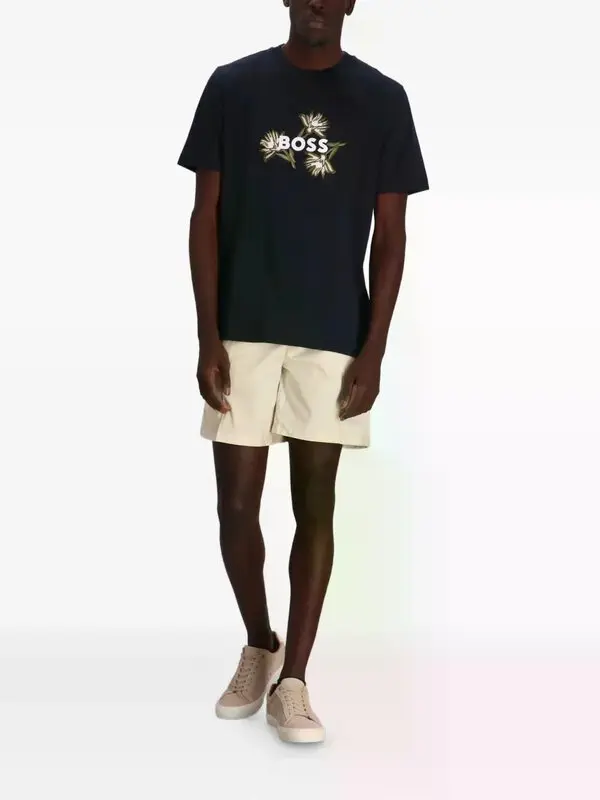 BOSS Printed Pressed-crease Shorts