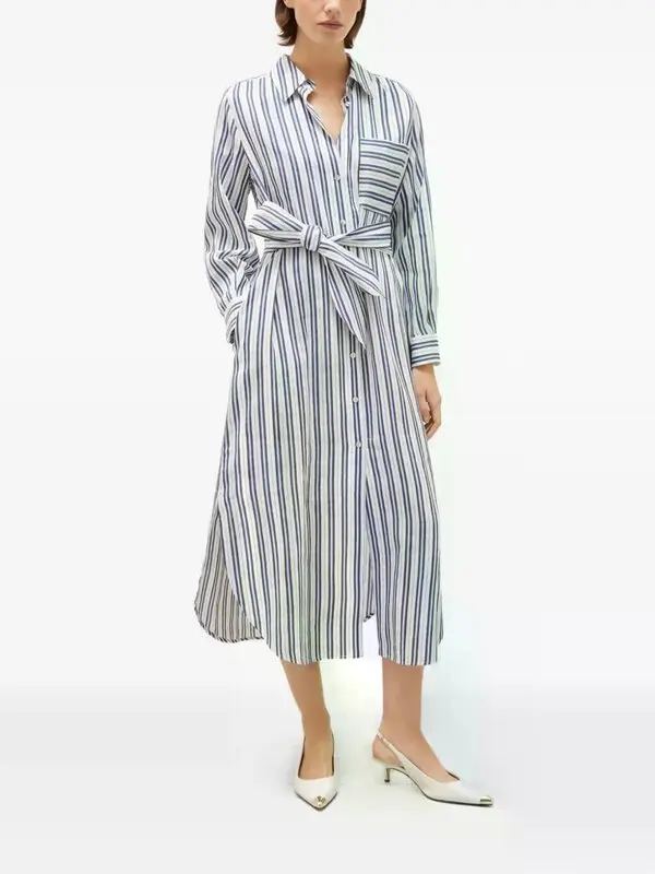 Marella Striped Belted Shirt Dress