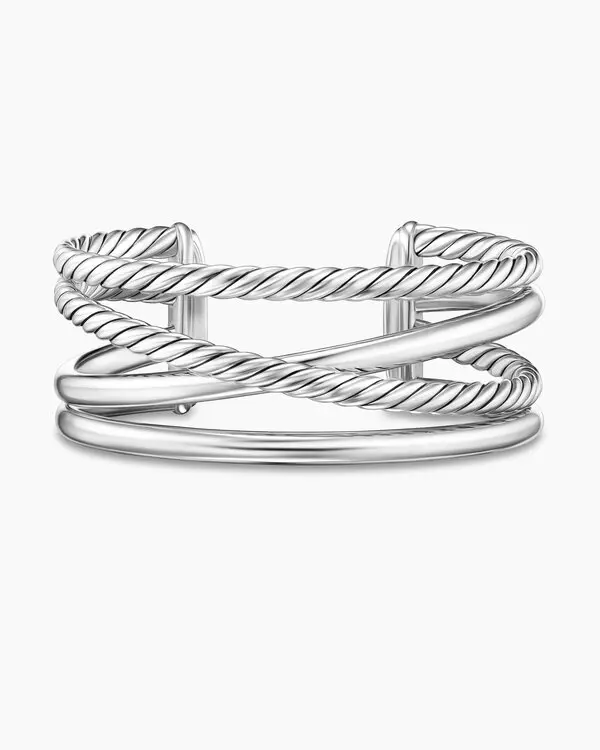 David Yurman Bold Crossover Cuff Bracelet - All Sterling Silver