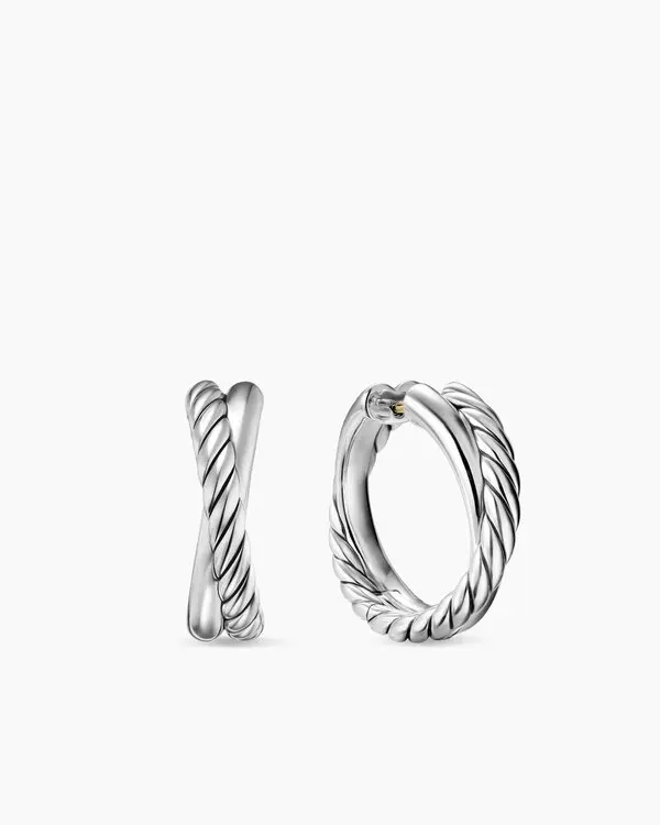 David Yurman Crossover Hoop Earrings In Sterling Silver - All Sterling Silver