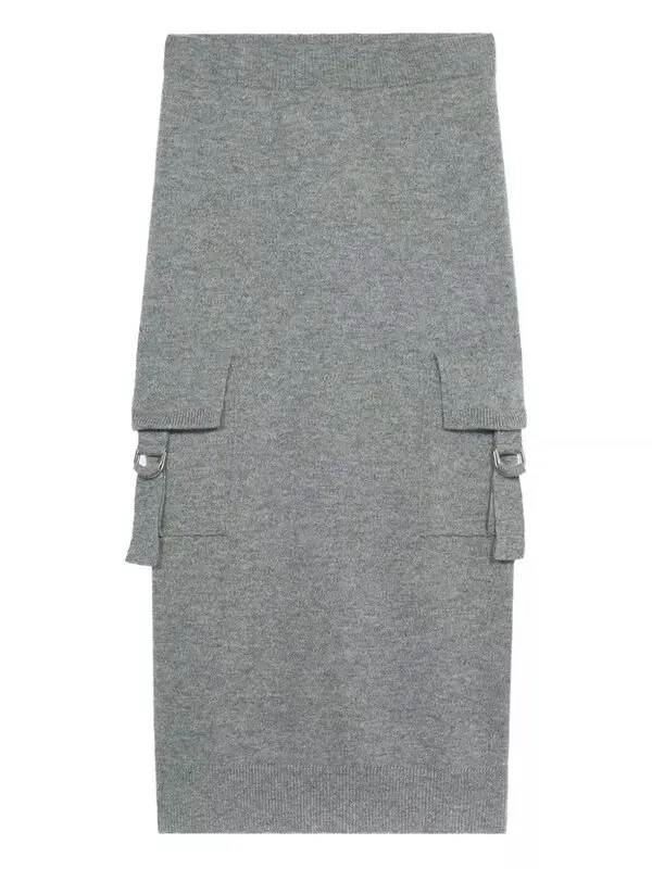 Blumarine Cargo-pockets Wool Midi Skirt - Grey