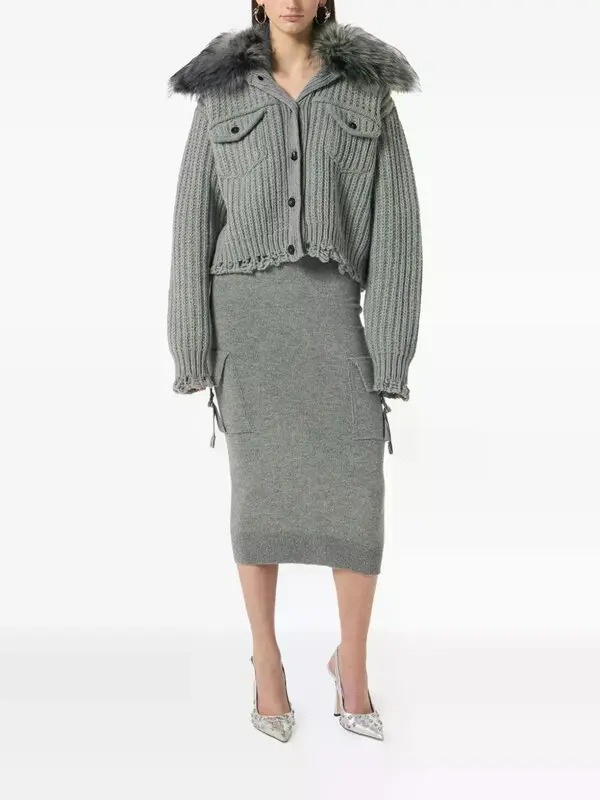 Blumarine Cargo-pockets Wool Midi Skirt - Grey