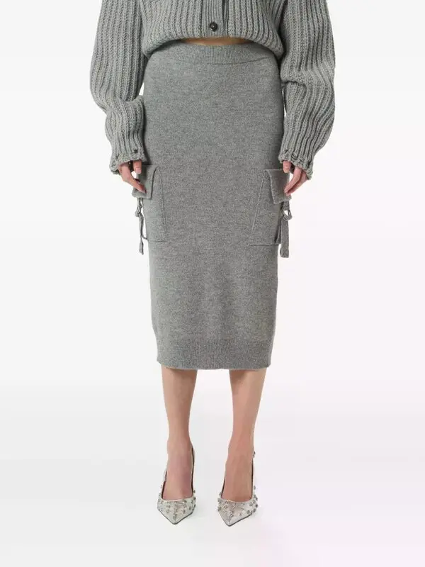 Blumarine Cargo-pockets Wool Midi Skirt - Grey