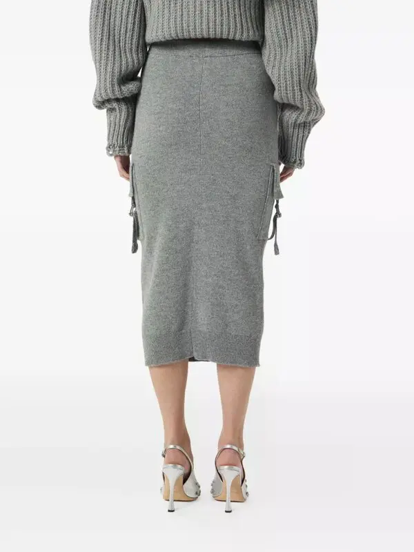 Blumarine Cargo-pockets Wool Midi Skirt - Grey