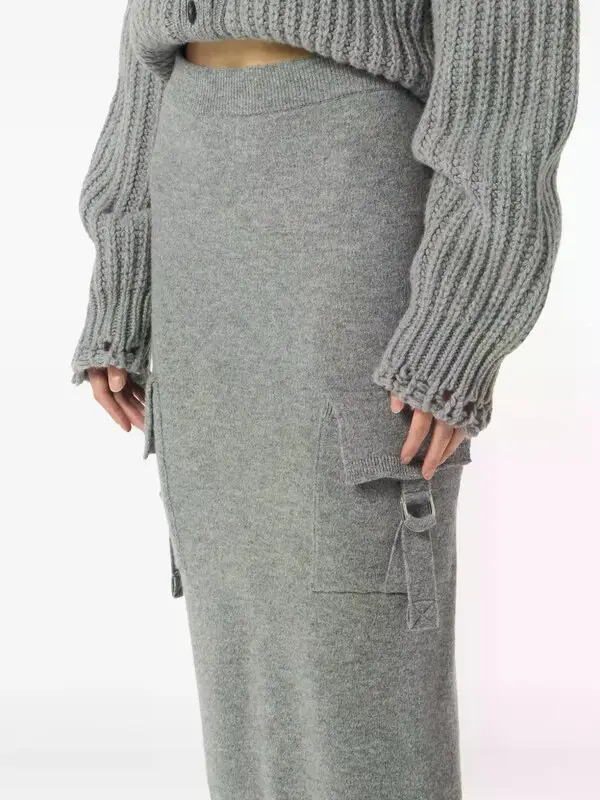Blumarine Cargo-pockets Wool Midi Skirt - Grey