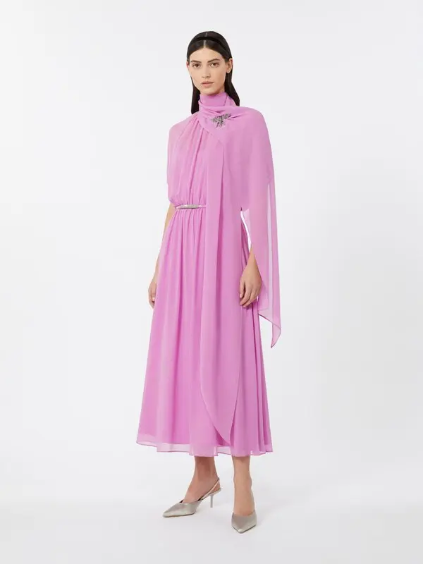 max mara silk georgette dress Max Mara | Woman - Silk georgette cape - Beige Pink
