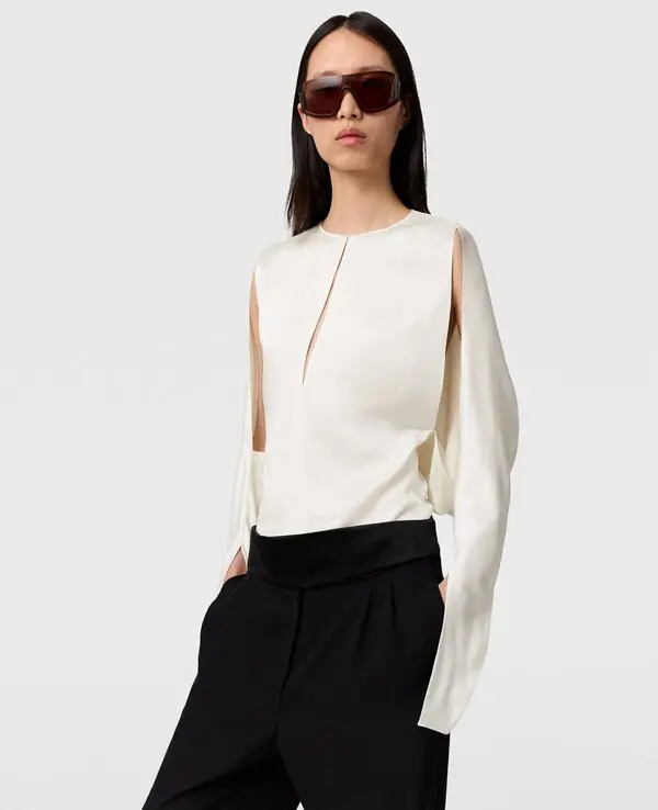 Stella McCartney Cape-sleeve Cut-out Top - Cream