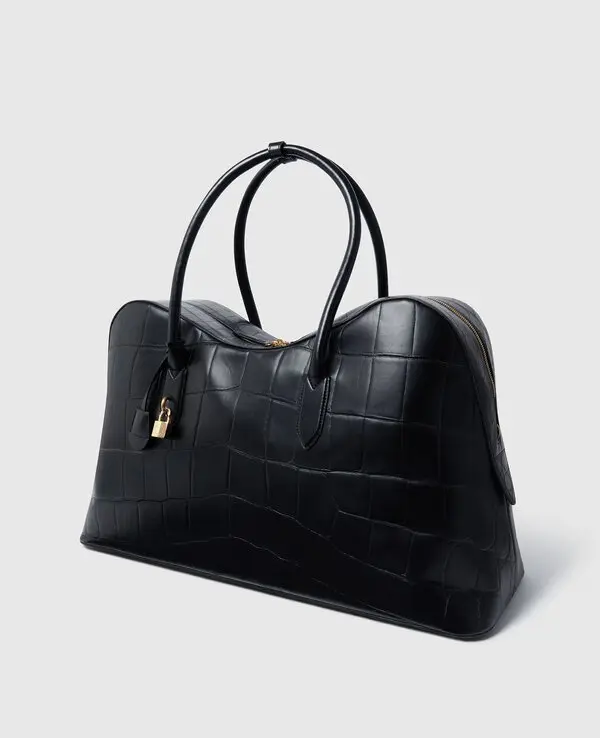Stella McCartney Ryder Crocodile-embossed Weekender Bag - Black