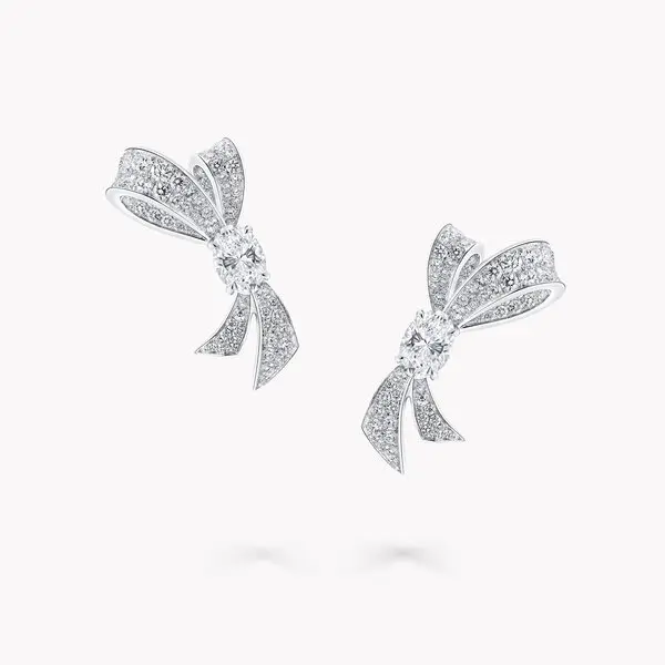 Graff Tilda's Bow Diamond Stud Earrings - White Gold