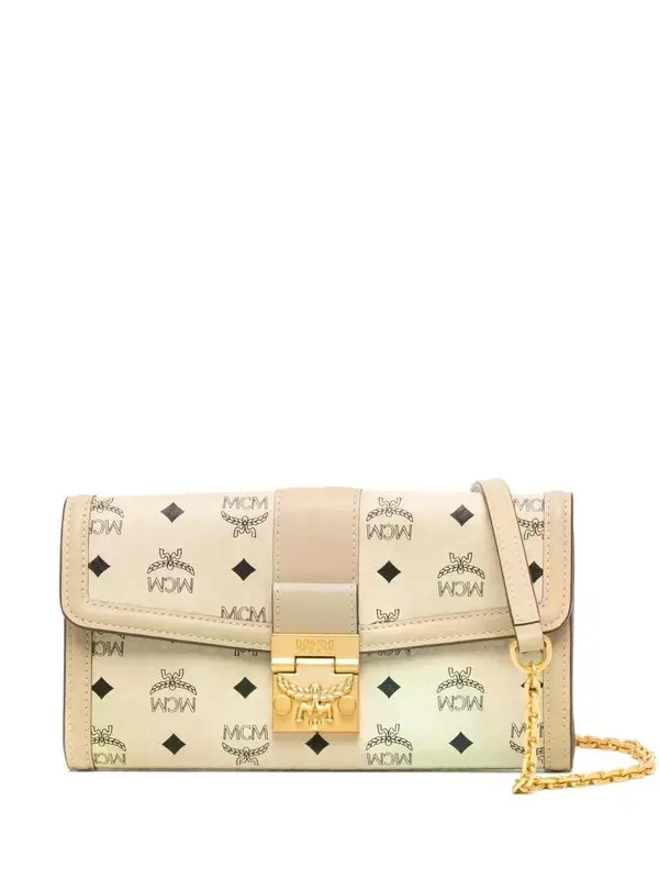 Mcm Large Tracy Monogram-pattern Wallet - Neutrals