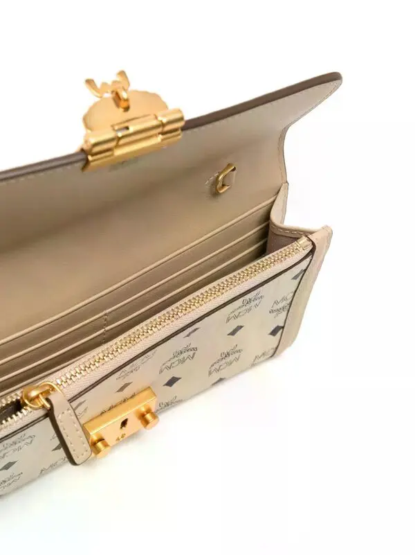 Mcm Large Tracy Monogram-pattern Wallet - Neutrals