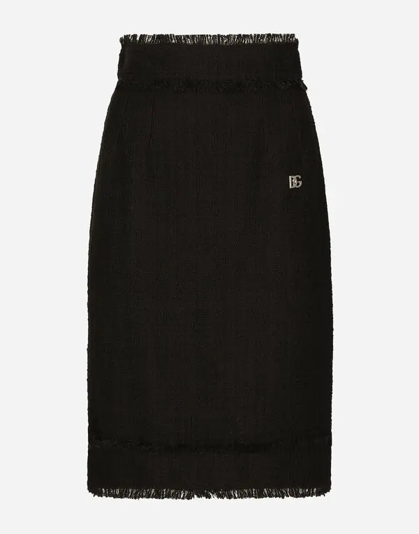 Dolce & Gabbana Tweed Midi Skirt With Dg Logo