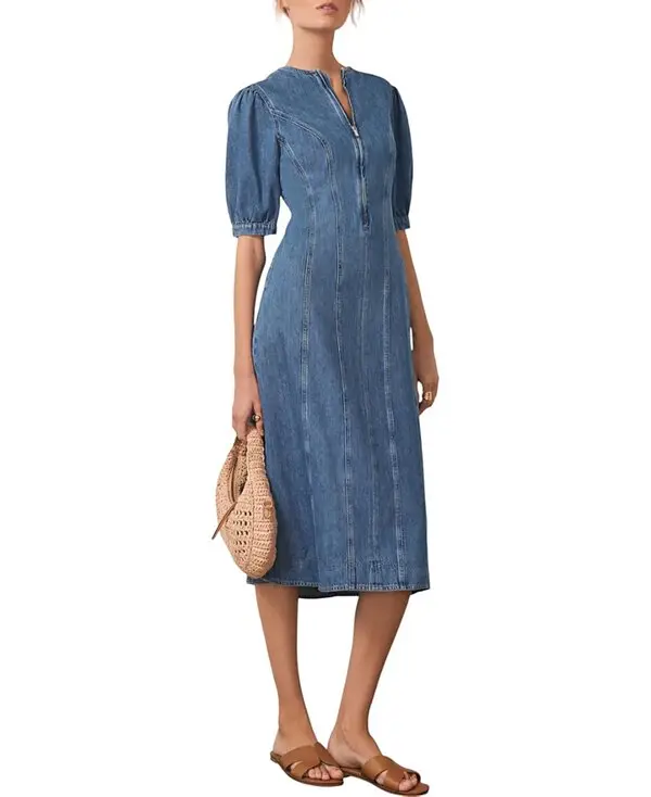 Mint Velvet Denim Zip Midi Dress