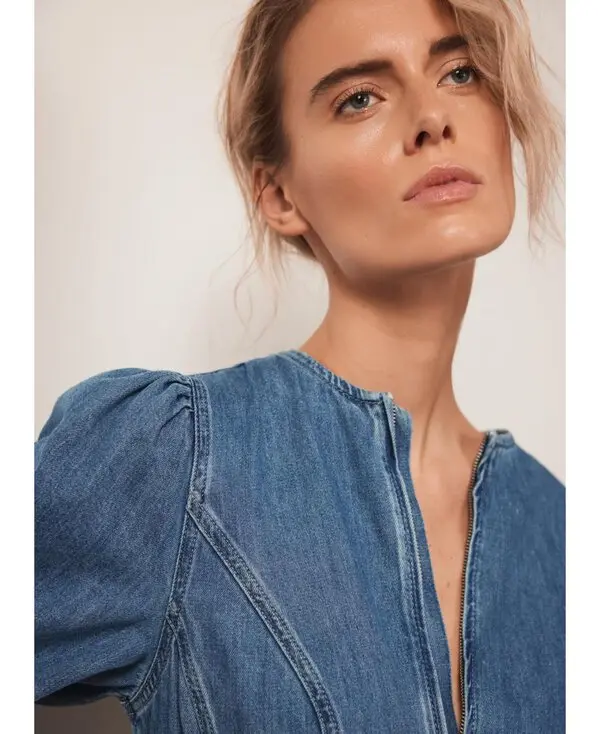 Mint Velvet Denim Zip Midi Dress