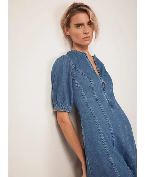 Mint Velvet Denim Zip Midi Dress