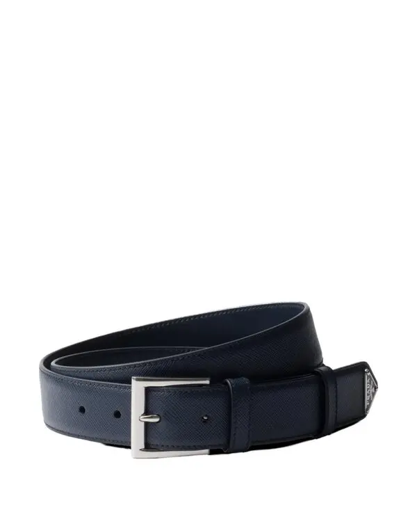 Prada Saffiano Leather Belt - Blue